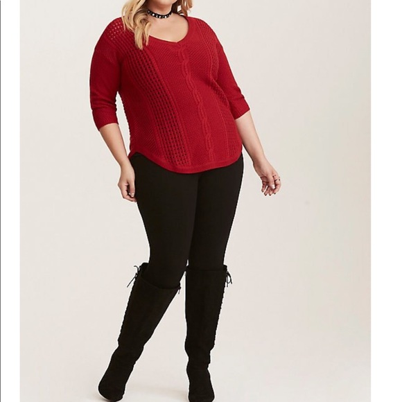 torrid | Sweaters | Torrid Plus Cable Knit V Neck Sweater Tunic 4 ...